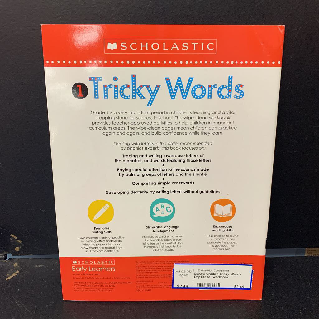 Grade 1 Tricky Words Dry Erase -workbook – Encore Kids Consignment