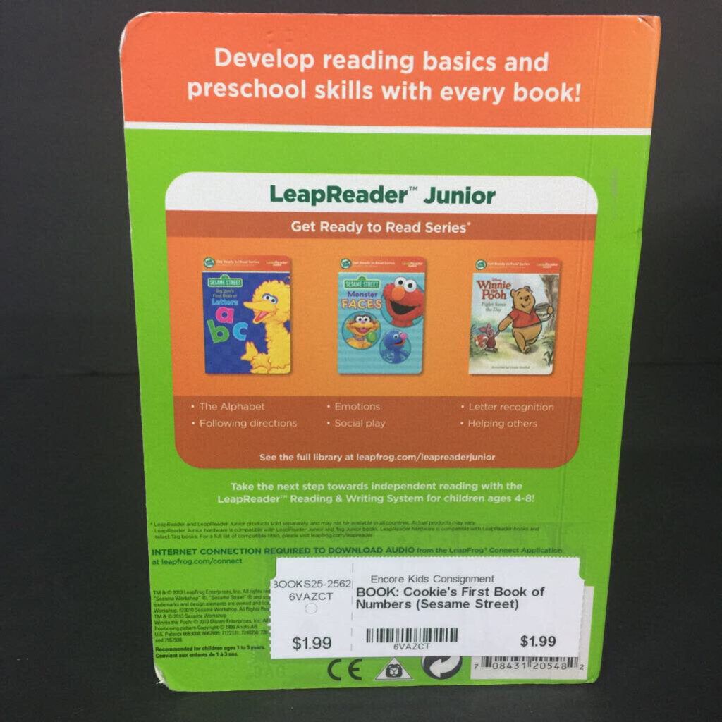 Cookie's First Book of Numbers (Sesame Street) (LeapReader Junior) -in – Encore Kids Consignment